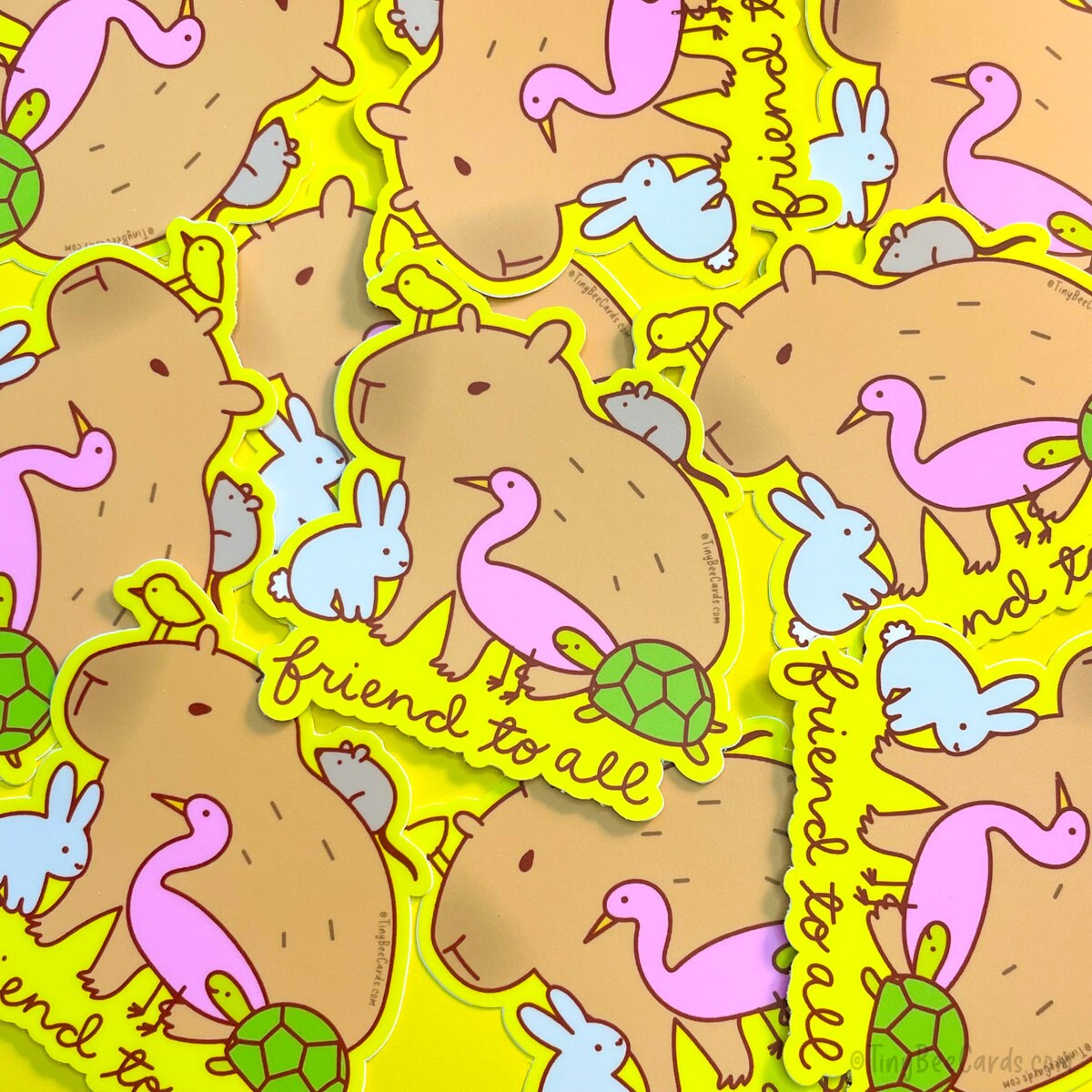 Capybara Friend to All Vinyl Sticker – TinyBeeCards