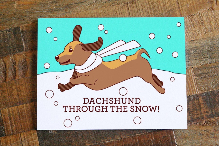 Dachshund Christmas Card "Dachshund through the Snow" – TinyBeeCards