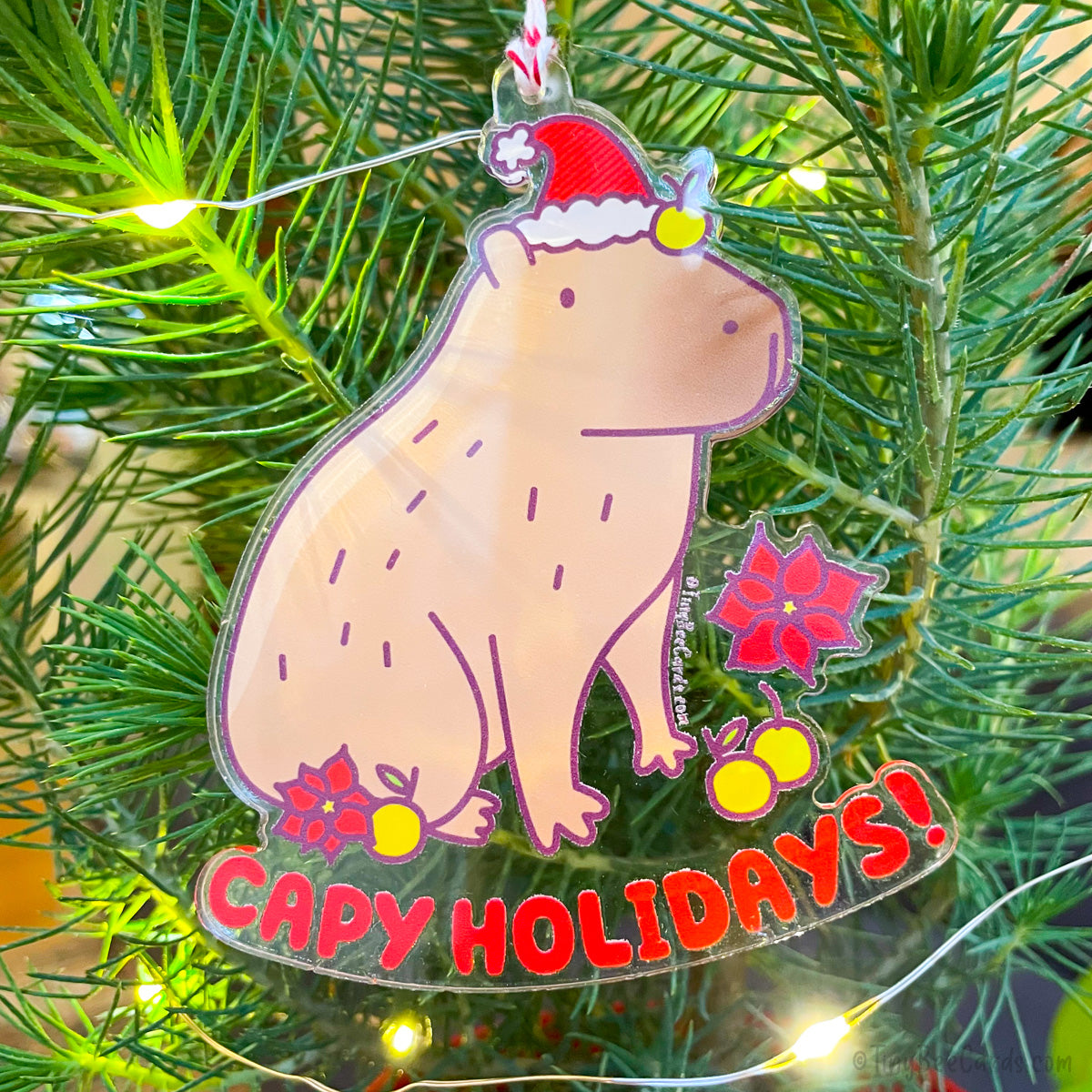 Capybara Christmas Ornament "Capy Holidays" – TinyBeeCards