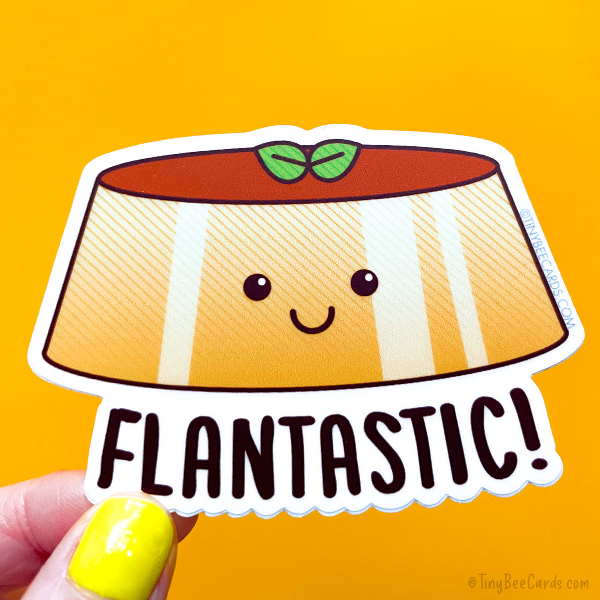 Flan Vinyl Sticker Pun "Flantastic!" – TinyBeeCards