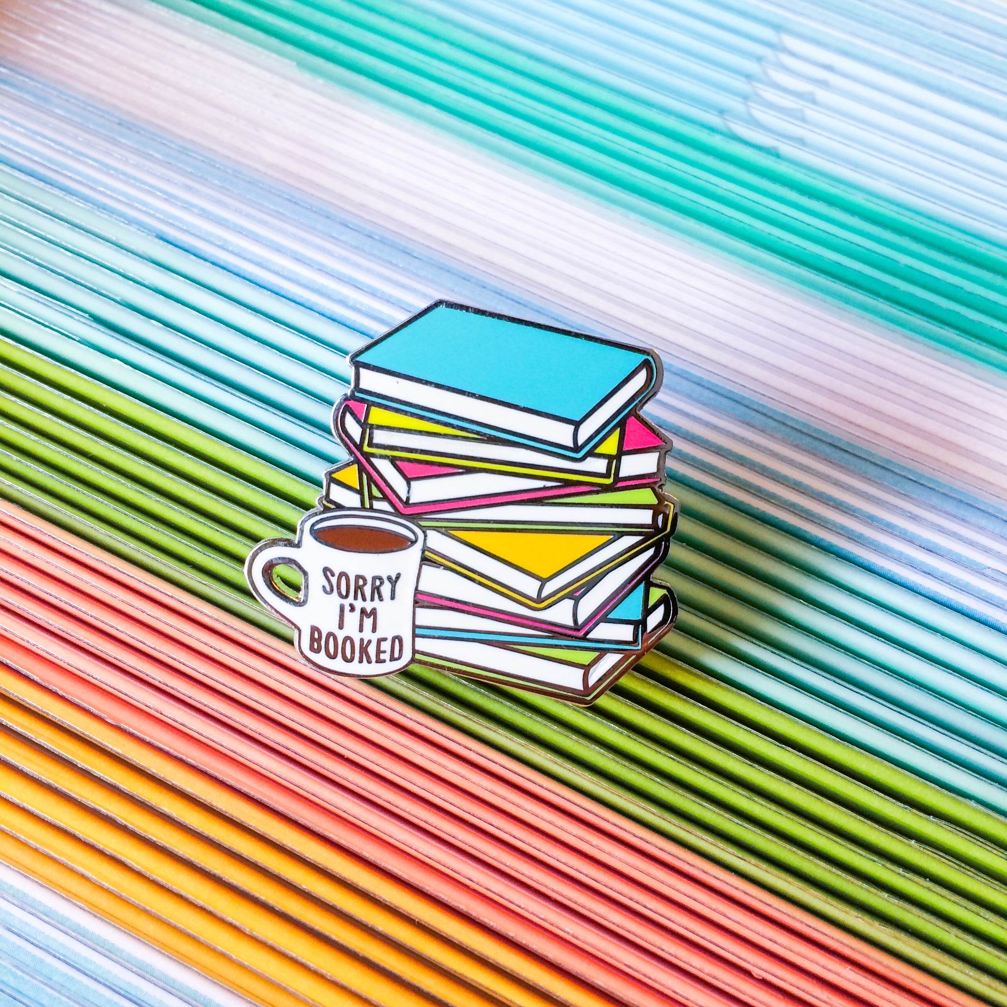 Book Lover Hard Enamel Pin "Sorry I'm Booked" – TinyBeeCards