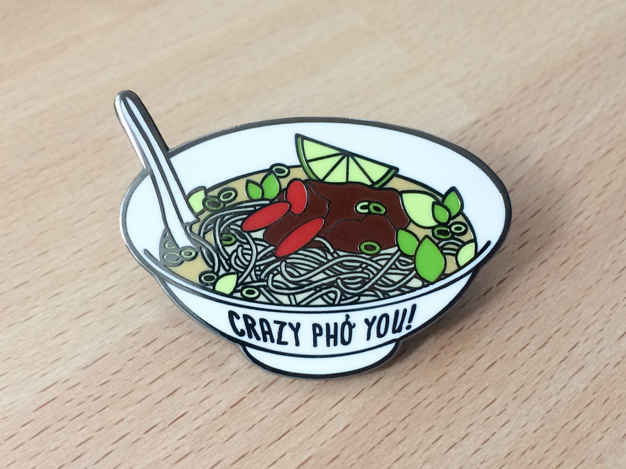 Pho Hard Enamel Pin "Crazy Pho You" – TinyBeeCards