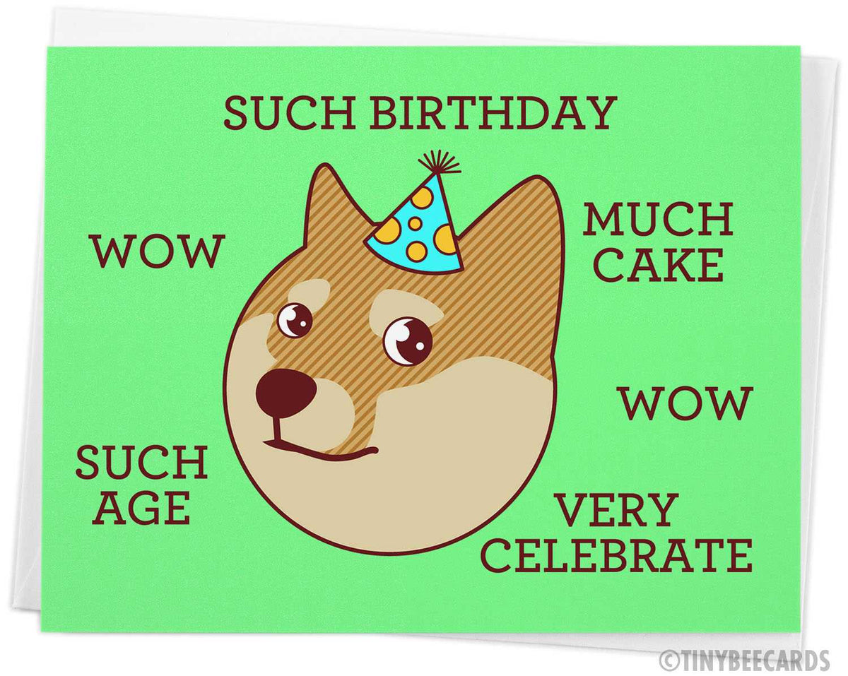 Funny Doge Meme Birthday Card "Such Birthday" – TinyBeeCards