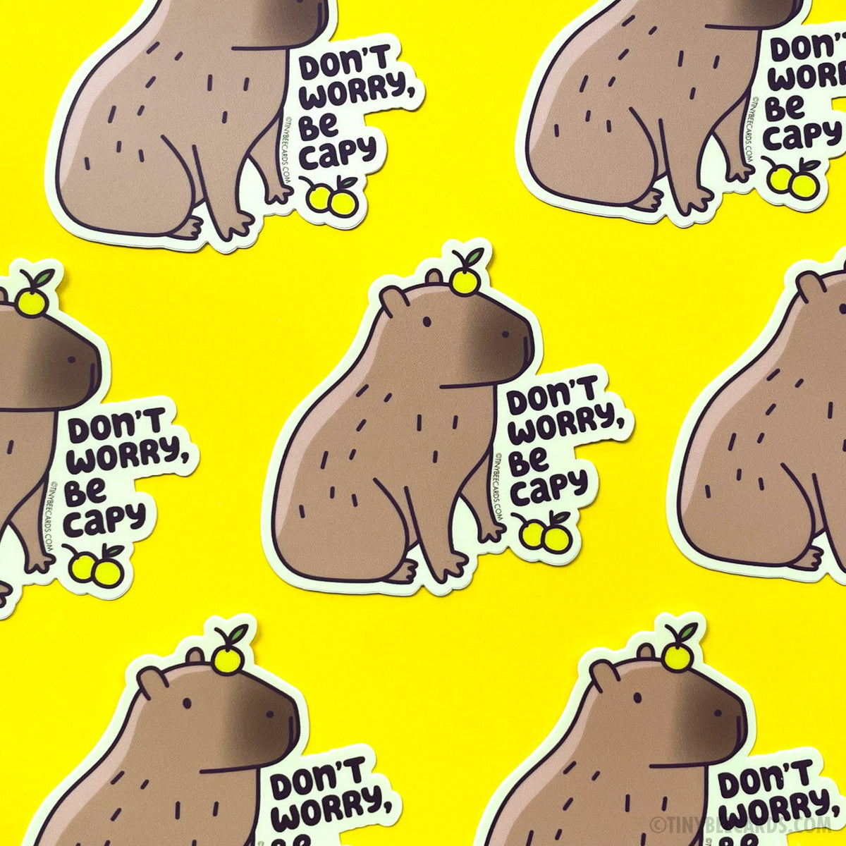 Capybara Vinyl Sticker - Don't Worry, Be Capy – TinyBeeCards
